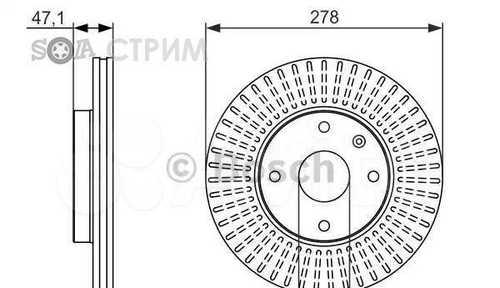 Bosch 0986479649 Диск тормозной chevrolet epica 2.0-2.5 05- передний вент.D 278мм