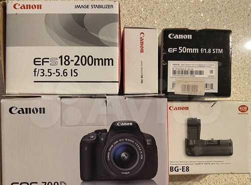 Canon 700D Kit 18-55 (пробег 383) + 2 объектива