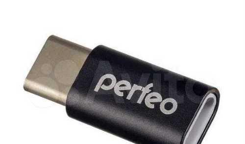 Адаптер perfeo micro USB with Type-C, чёрный (PF-V