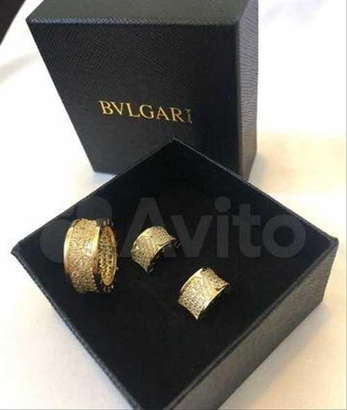 Набор Bvlgari серьги и кольцо люкс