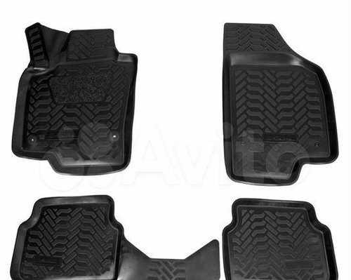 Ковры (3D с подпят.) для VW Tiguan (07-16) 4 шт., (крепеж), выс.борт, полимер., черн. airline