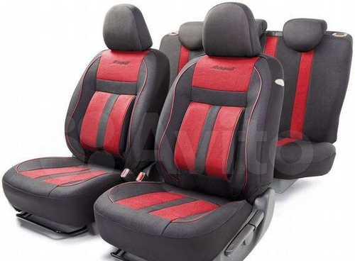 Комплект чехлов на сиденья cushion comfort, материал хлопок CUS-1505 BK/RD