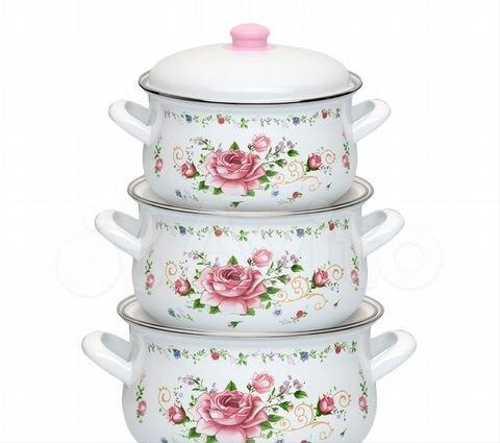 Набор посуды маруся 444 Розовый букет 3пр