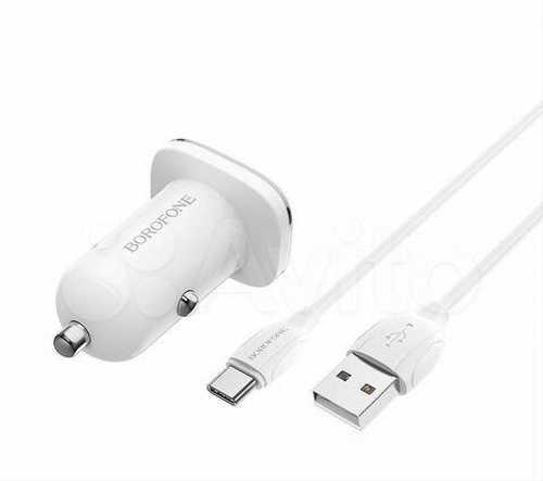 Азу USB 2.0A 1 USB порт borofone BZ12A Lasting QC3.0 18W кабель Type-C белый