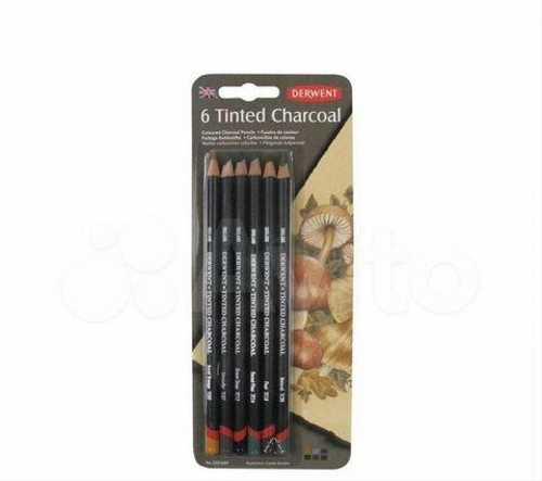 Карандаши угольные Derwent Tinted Charcoal, 6 штук, блистер (2301689)