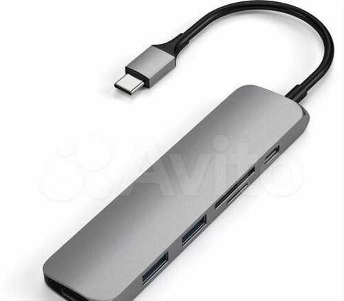 USB-концентратор Satechi Slim Multi-Port V2 (ST-scma2M) Type-C 4K (Space Gray)