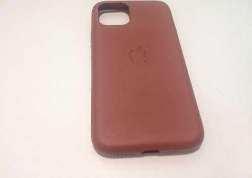 Чехол iPhone 11 кожаный темно коричневый цвет