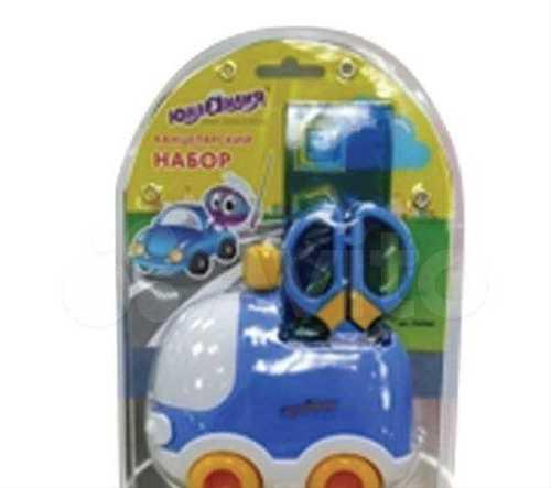 Канцелярский детский набор Юнландия "Автомобиль", 4 предмета, синий (236960)