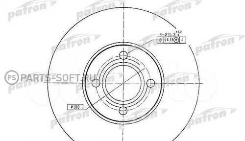 Patron PBD1526 Диск тормозной задн audi 100 82-88, 100 Avant 82-90, 80 86-91, 80 91-94, 80 Avant 91-96, 90 84-87, 90 87-91, cabriolet 91-00, coupe 84