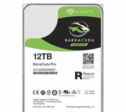 Жесткий диск HDD 12Tb Seagate, SATA-III, 256Mb, 7200rpm, Barracuda PRO ST12000DM0007