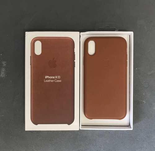 Чехол кожаный коричневый iPhone XR