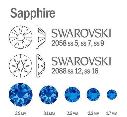 Кристаллы клеевые Swarovski Sapphire и Cristal AB