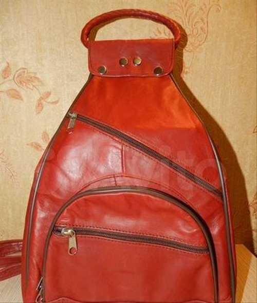 Новый кожаный рюкзак, натур. кожа, красно-бордовый