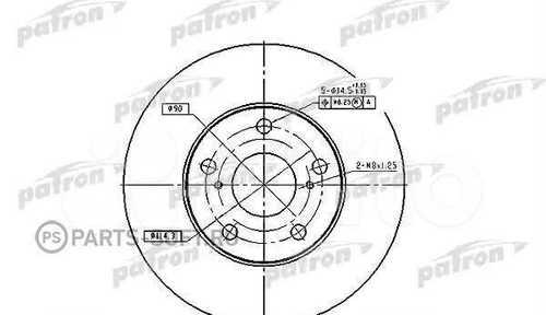 Patron PBD1431 Диск тормозной передн lexus ES 91-97, ES 96-01, toyota avensis verso 01, camry 91-96, camry 96-01, camry 01, camry solara кабрио 98-00