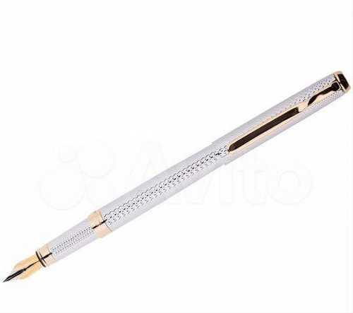 Ручка перьевая Delucci "Celeste", черная, 0,8 мм, цвет корпуса-серебро, подарочный футляр (CPs 81913)