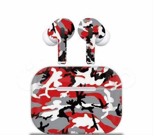 Плёнка защитная skinzru на корпус Airpods Pro camo Red