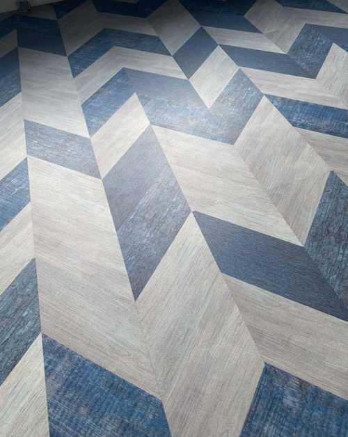 Пробковый пол Corkstyle Chevron Blue Замковое соед
