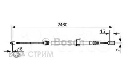 Bosch 1987477855 Трос ручного тормоза MB sprinter/VW LT 28-46 2468мм -06 передний одинар.шины