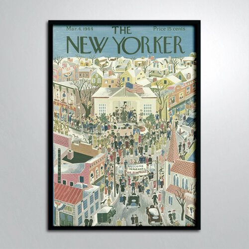 Постер в раме/Постер для интерьера/Плакат Винтажный Журнал Нью Йоркер The NEW YORKER 4 март 1944г