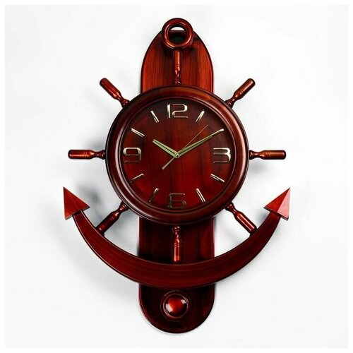 Часы настенные; серия: Море;"Якорь"; маятник; плавный ход;2АА; d: 31 см;61 х 86 см