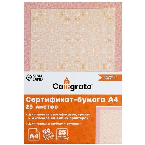 Calligrata Сертификат-бумага А4, 25 листов Calligrata "Оранжевый интенсив", 120 г/м2