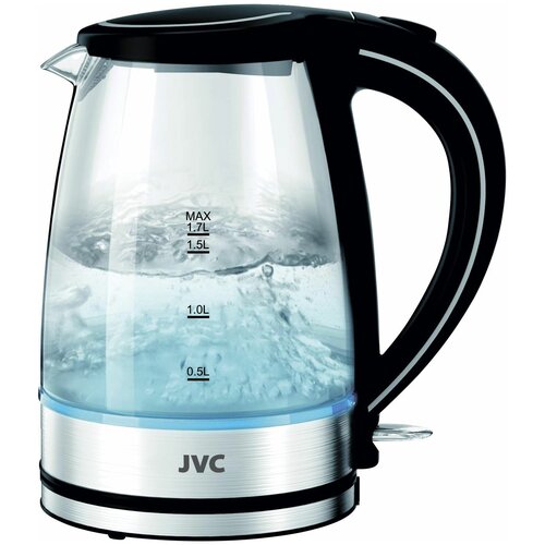 Чайник электрический JVC 1,7 л стеклянный с контроллером STRIX, автооткрывание крышки, светодиодная подсветка, индикация включения, 2200 Вт