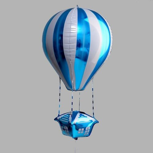 Шар фольгированный 35"Воздушный шар", фигура, цвет синий
