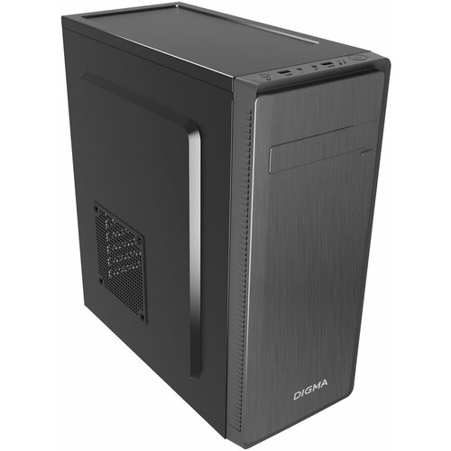 Корпус ATX Digma DC-ATX100-U2, Midi-Tower, без БП, черный