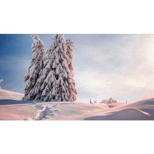 Картина на холсте 60x110 LinxOne "Природа зима снег сугробы" интерьерная для дома / на стену / на кухню / с подрамником