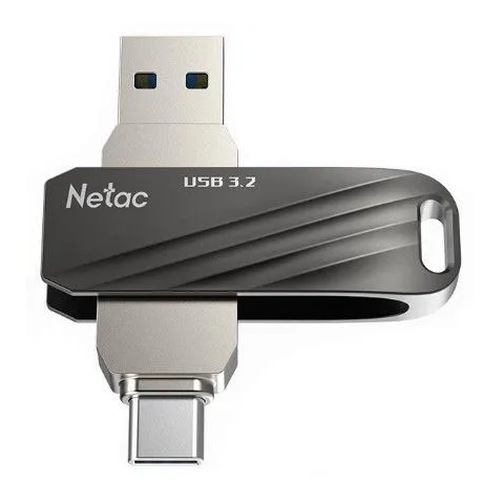 Накопитель USB 3.0/USB Type-C 64Гб Netac US11 (NT03US11C-064G-32BK), черный/серебристый