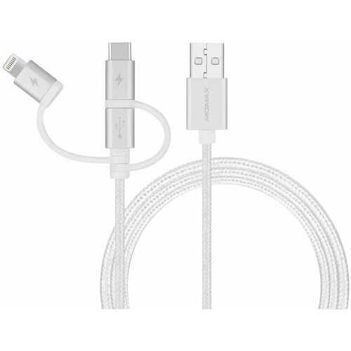 Кабель для зарядки телефона Momax DX1 One Link 3-in-1 USB - Micro USB / Lightning / Type C (1 метр) - Белый (DX1WH)