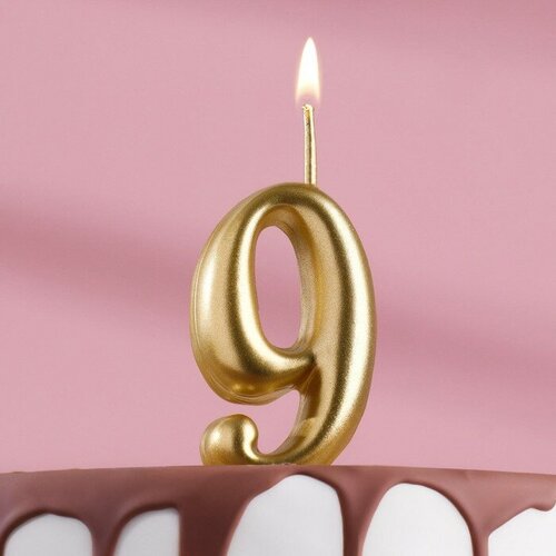 Свеча для торта цифра "Золотая", 5,5 см, цифра "9"