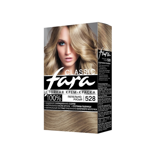 Fara Classic Стойкая крем-краска для волос, 528, пепельно-русый, 115 мл