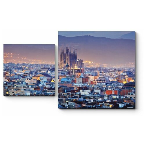 Модульная картина Величественная Барселона в сумерках60x36