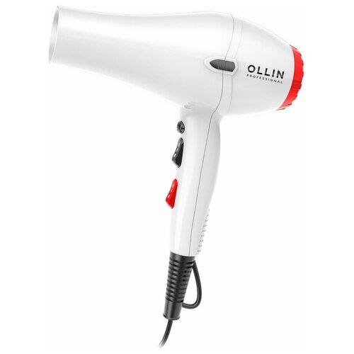 Фен Ollin Professional Hair Tools OL-7201 Фен профессиональный 2000-2300W, Фен профессиональный 2000-2300W, 2 насадки, белый, 1 шт