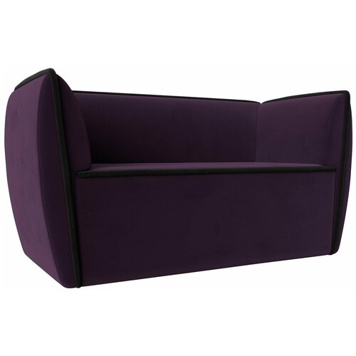 Прямой диван Бергамо 2-х местный, Велюр фиолетовый и черный
