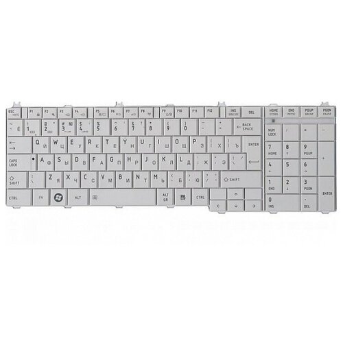 Клавиатура для ноутбука Toshiba C650 C660 L650 L750 белая p/n: NSK-TN00R, NSK-TN0SC, NSK-TN0SU