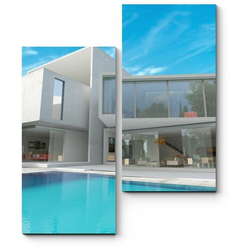 Модульная картина Современный дом с бассейном110x138