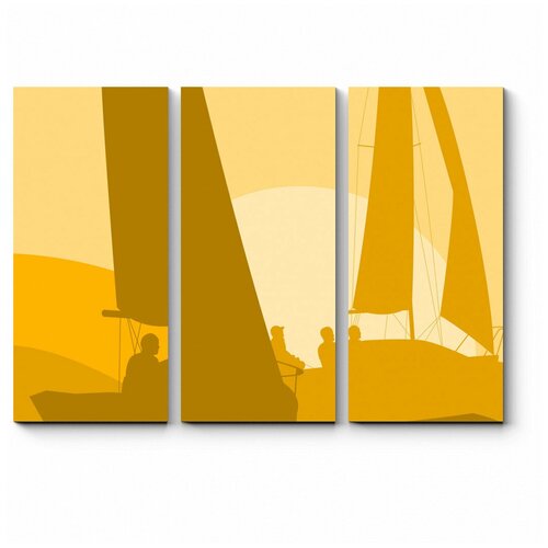 Модульная картина Яхты в лучах закатного солнца 120x86