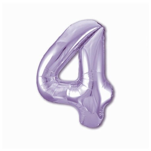 Шар фольгированный 40" «Цифра 4», цвет пастельный фиолетовый Slim