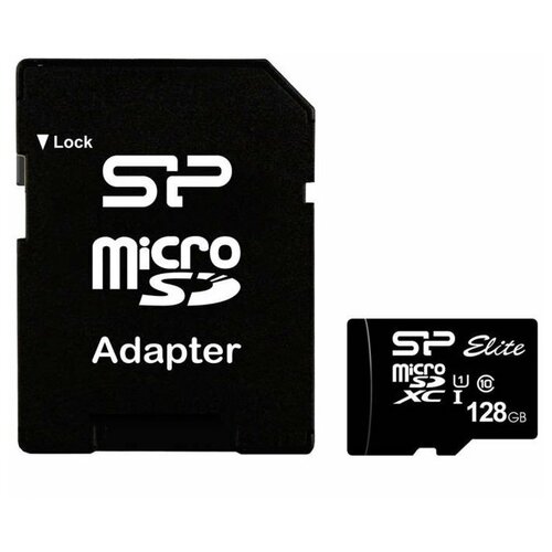 Карта памяти 128Gb - Silicon Power - Micro Secure Digital XC Class 10 UHS-I Elite SP128GBSTXBU1V10SP с переходником под SD