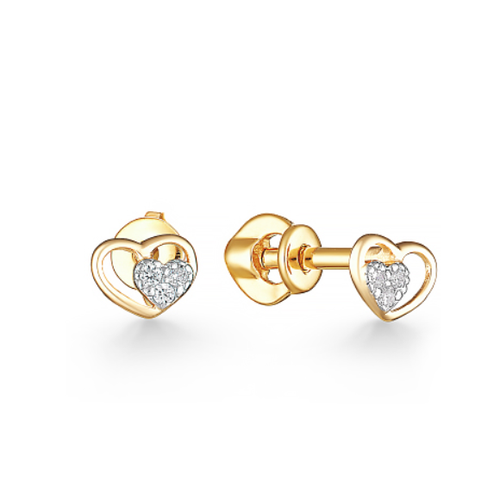 Серьги Яхонт, золото, 585 проба, фианит, бесцветный