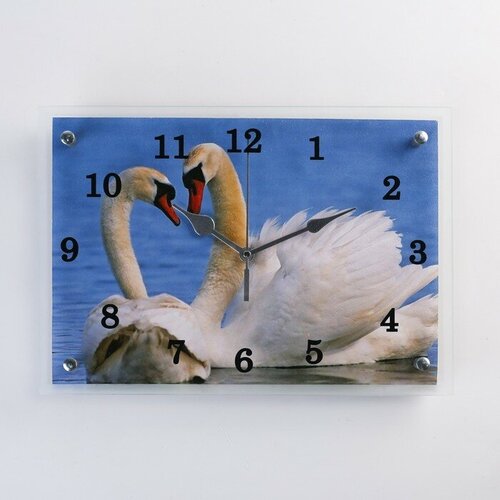 Сюжет Часы настенные, серия: Животный мир, "Лебеди", 25х35 см