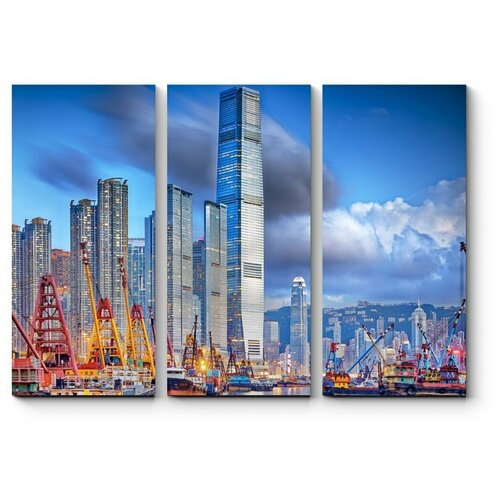 Модульная картина Небоскребы Гонконга на закате60x43