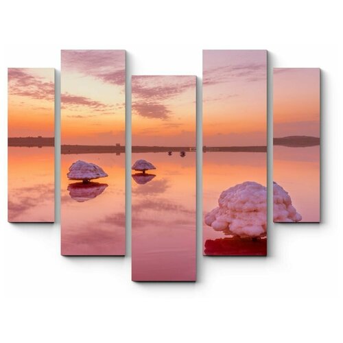 Модульная картина Розовый закат в зеркале воде 151x123