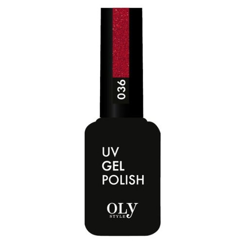 Olystyle гель-лак для ногтей UV Gel Polish, 10 мл, 036 малиновый с глиттером