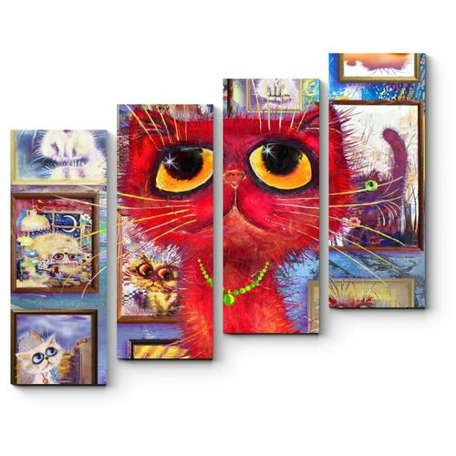 Модульная картина Красный кот гуляет по галерее 170x147