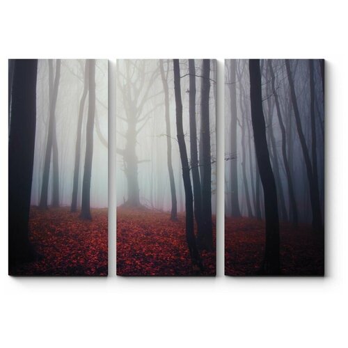 Модульная картина Осенний лес туманным утром 100x72