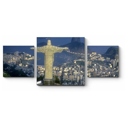 Модульная картина Над ночным Рио-де-Жанейро 70x30
