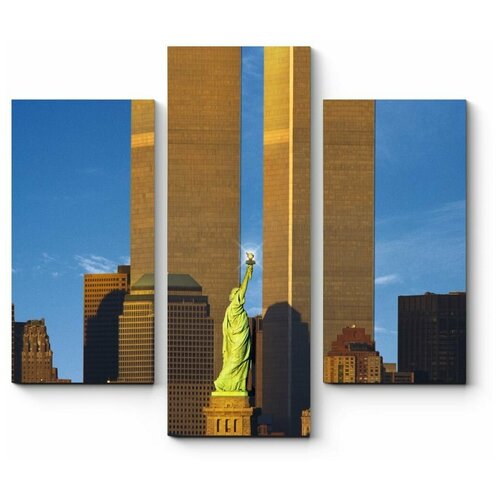 Модульная картина Всемирный торговый центр за Статуей Свободы130x117